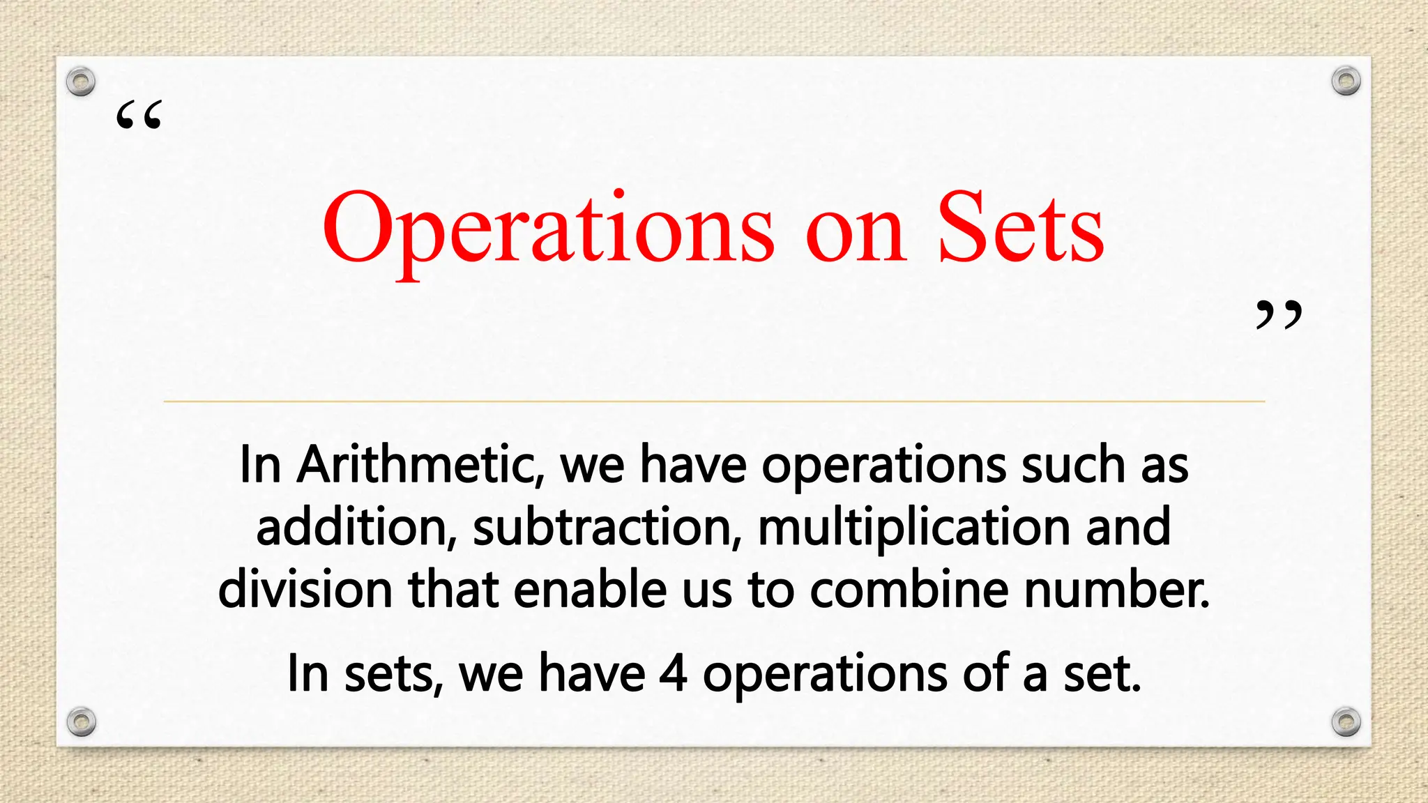 use venn diagrams to represents sets and set operayions | PPT