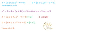 Empty sets, singleton sets, finite and infinite sets, equal and equivalent sets | PDF