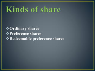 Types of share and share capital | PPTX