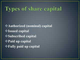 Types of share and share capital | PPTX