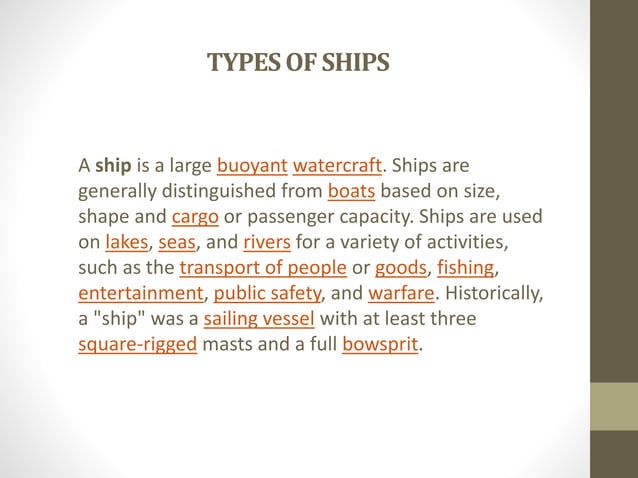 Types of ships | PPTX | Cruises | Travel Type