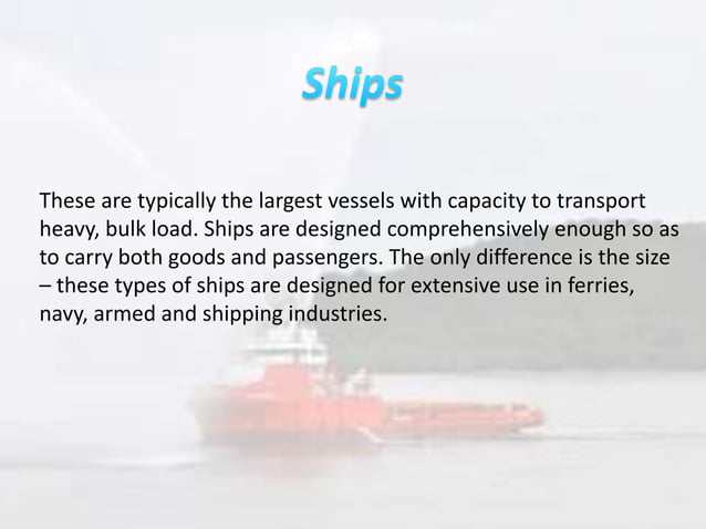 Types of Ships & Workboats | PPTX | Cruises | Travel Type