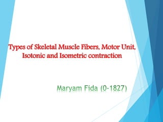 Types of skeletal muscle fibers, motor unit,isotonic and isometric ...