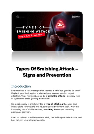 Types Of Smishing Attack – Signs And Prevention | PDF