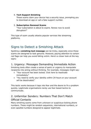 Types Of Smishing Attack – Signs And Prevention | PDF