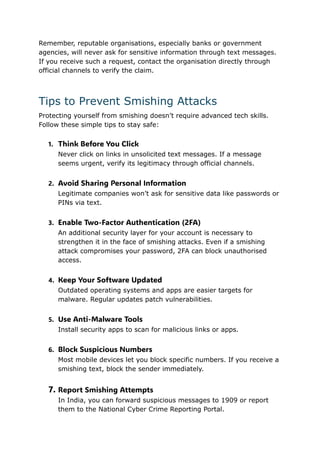 Types Of Smishing Attack – Signs And Prevention | PDF