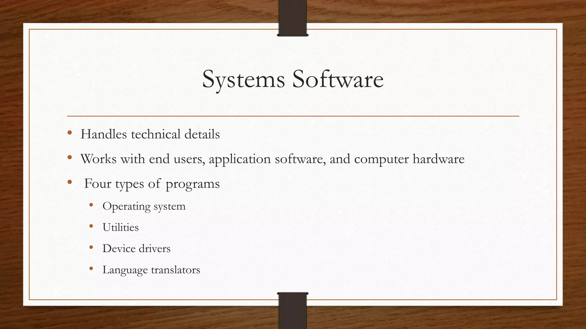 Types Of Software Ppsx Operating Systems Computer Software And