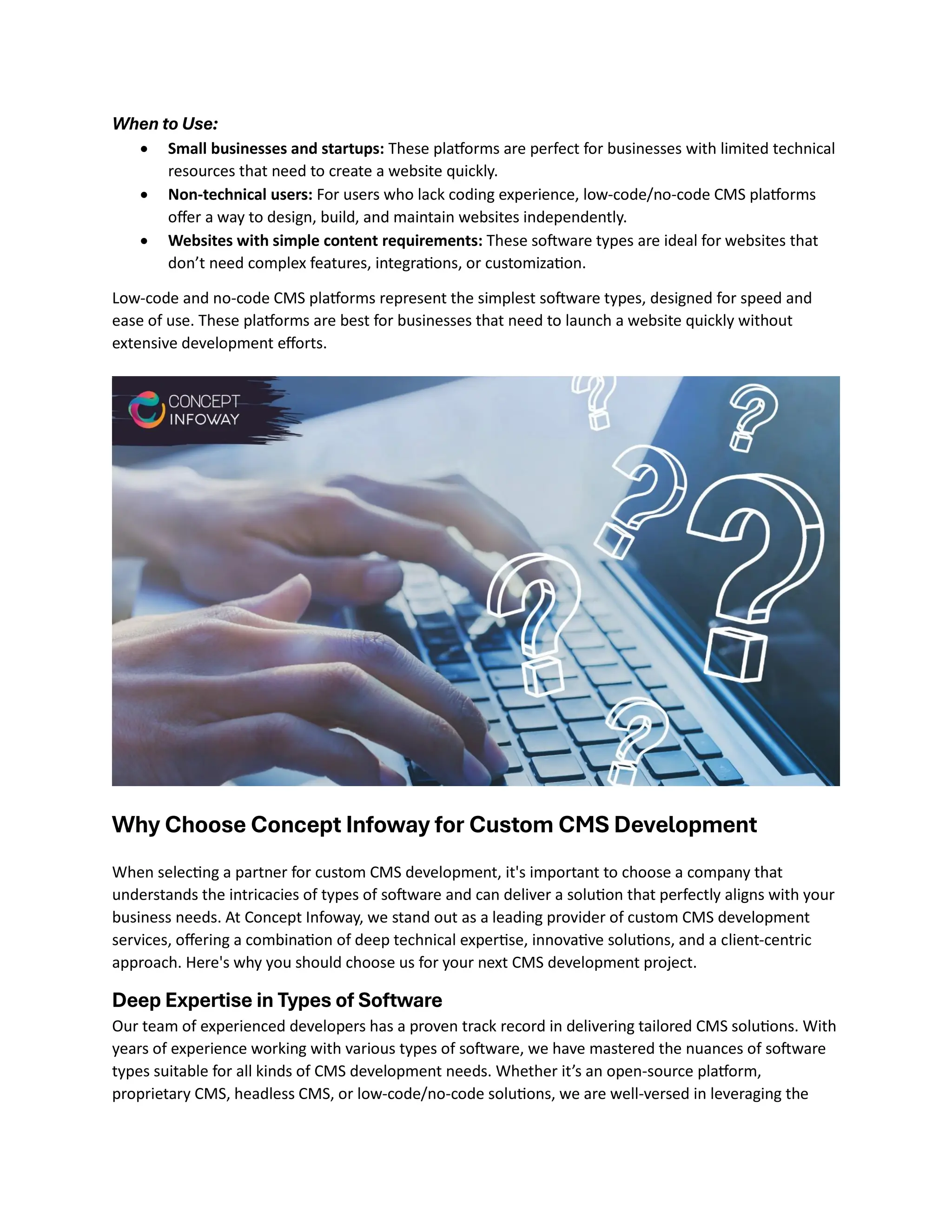 Types of Software for Custom CMS Development What to Know | PDF