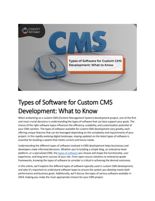 Types of Software for Custom CMS Development What to Know | PDF