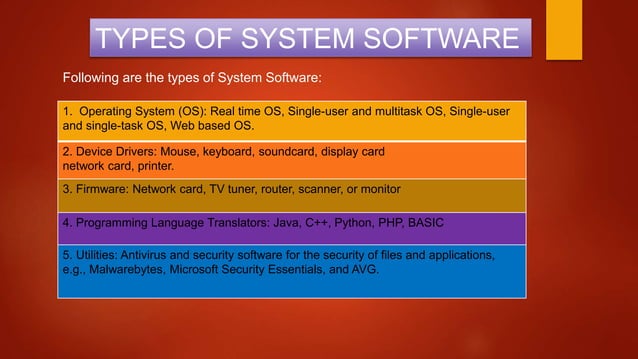 System and Application Software of Computer | PPTX | Operating Systems | Computer Software and ...