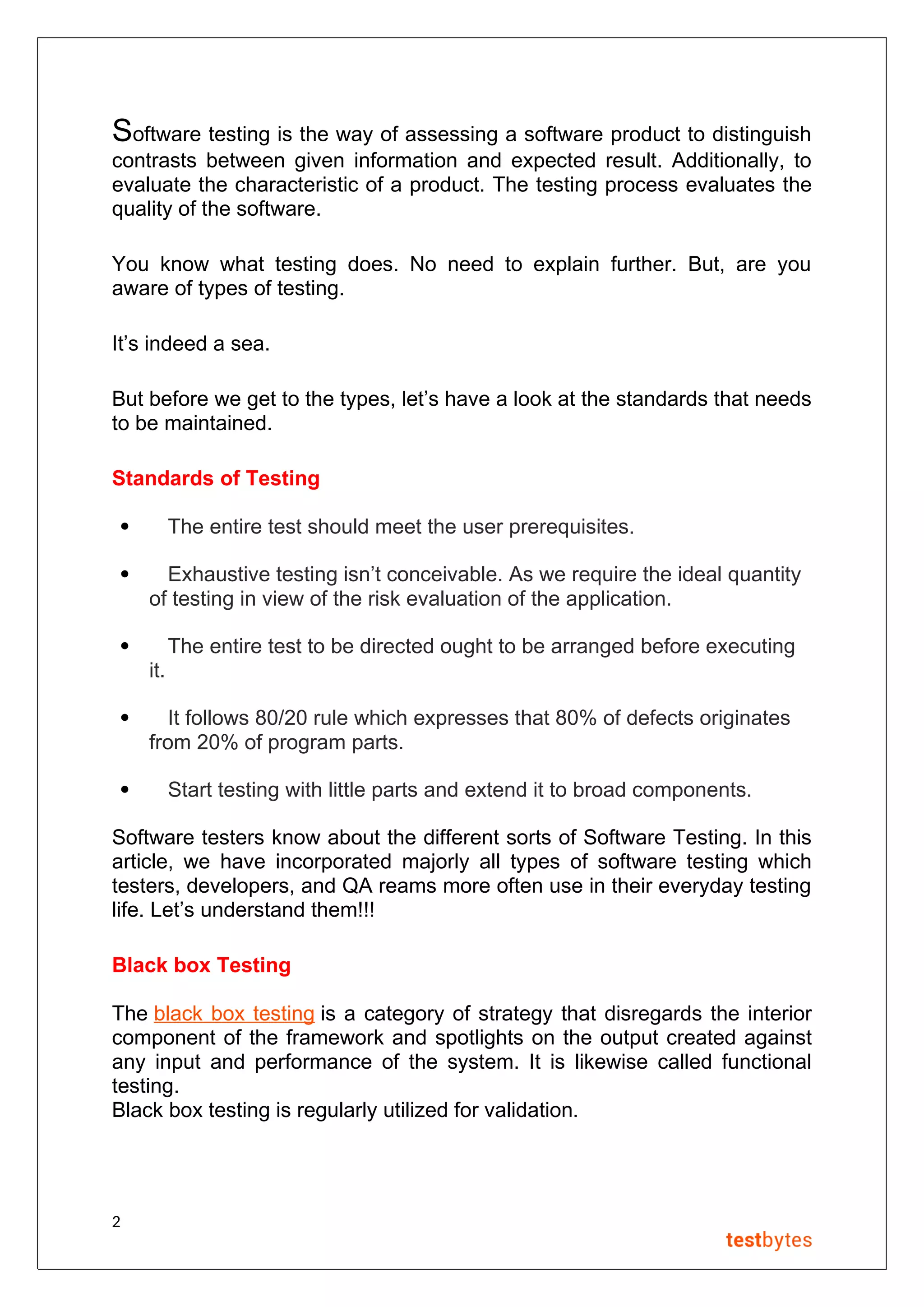 Types of software testing | PDF