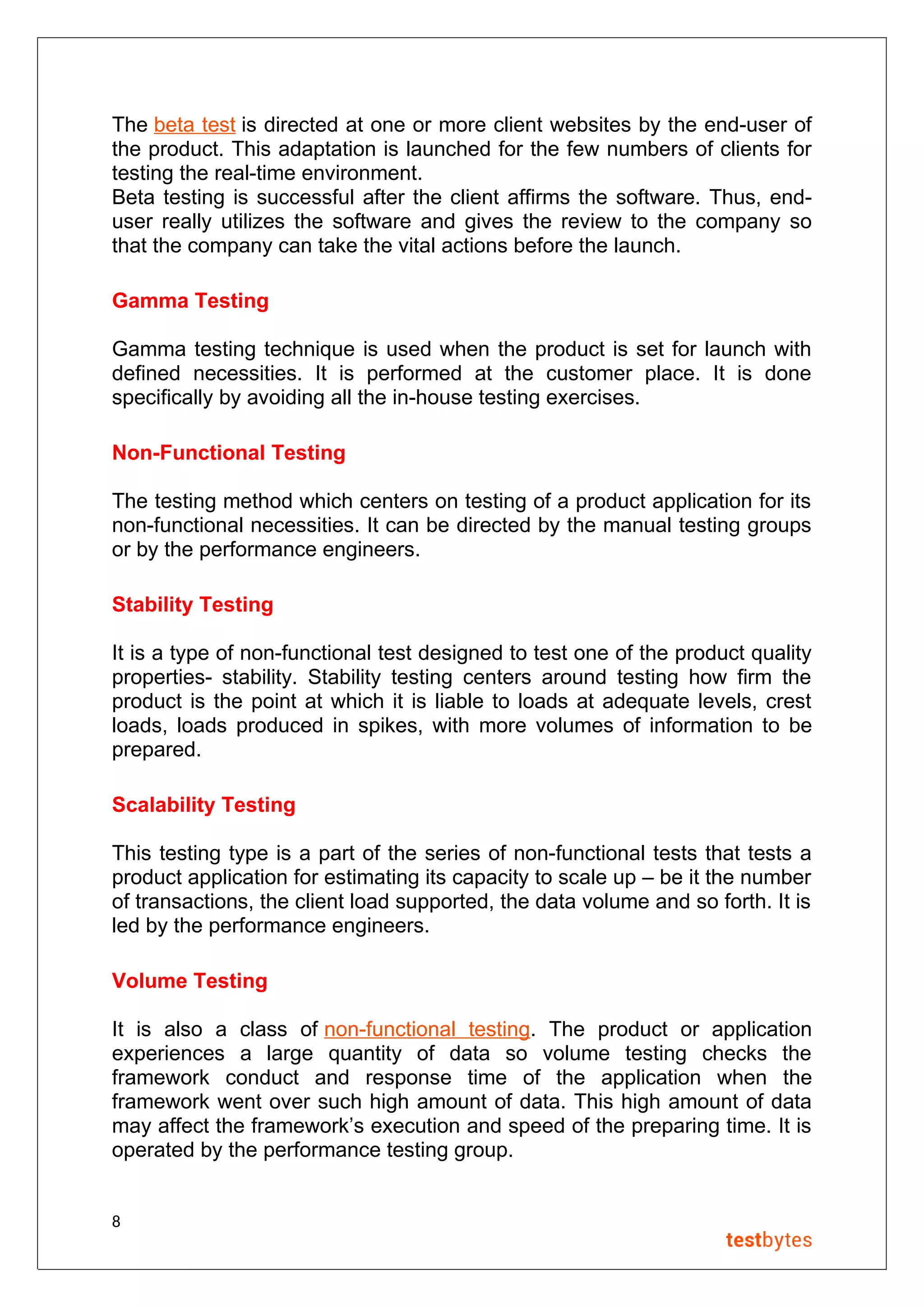 Types of software testing | PDF