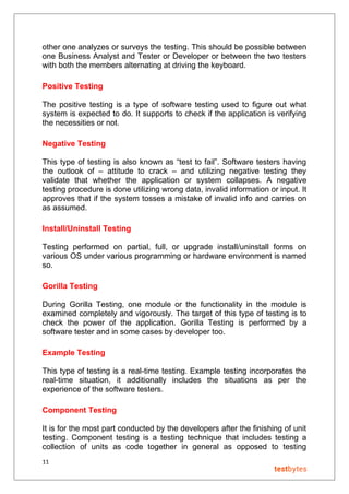 Types of software testing | PDF