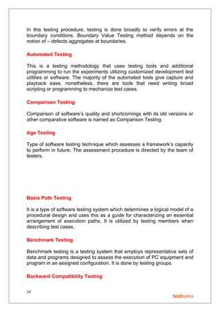 Types of software testing | PDF