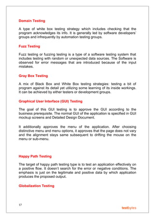 Types of software testing | PDF