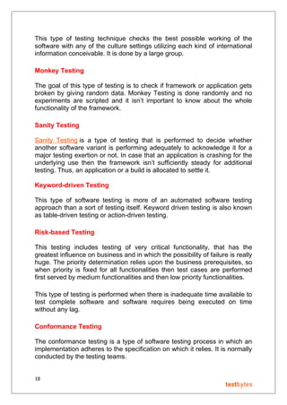Types of software testing | PDF