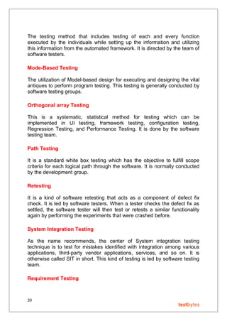 Types of software testing | PDF
