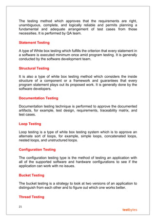 Types of software testing | PDF
