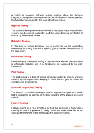 Types of software testing | PDF