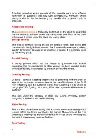 Types of software testing | PDF