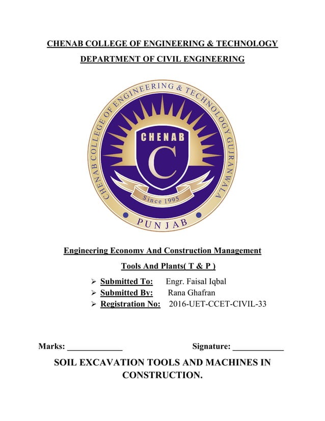 Types of soil excavation tools and machines in construction | PDF