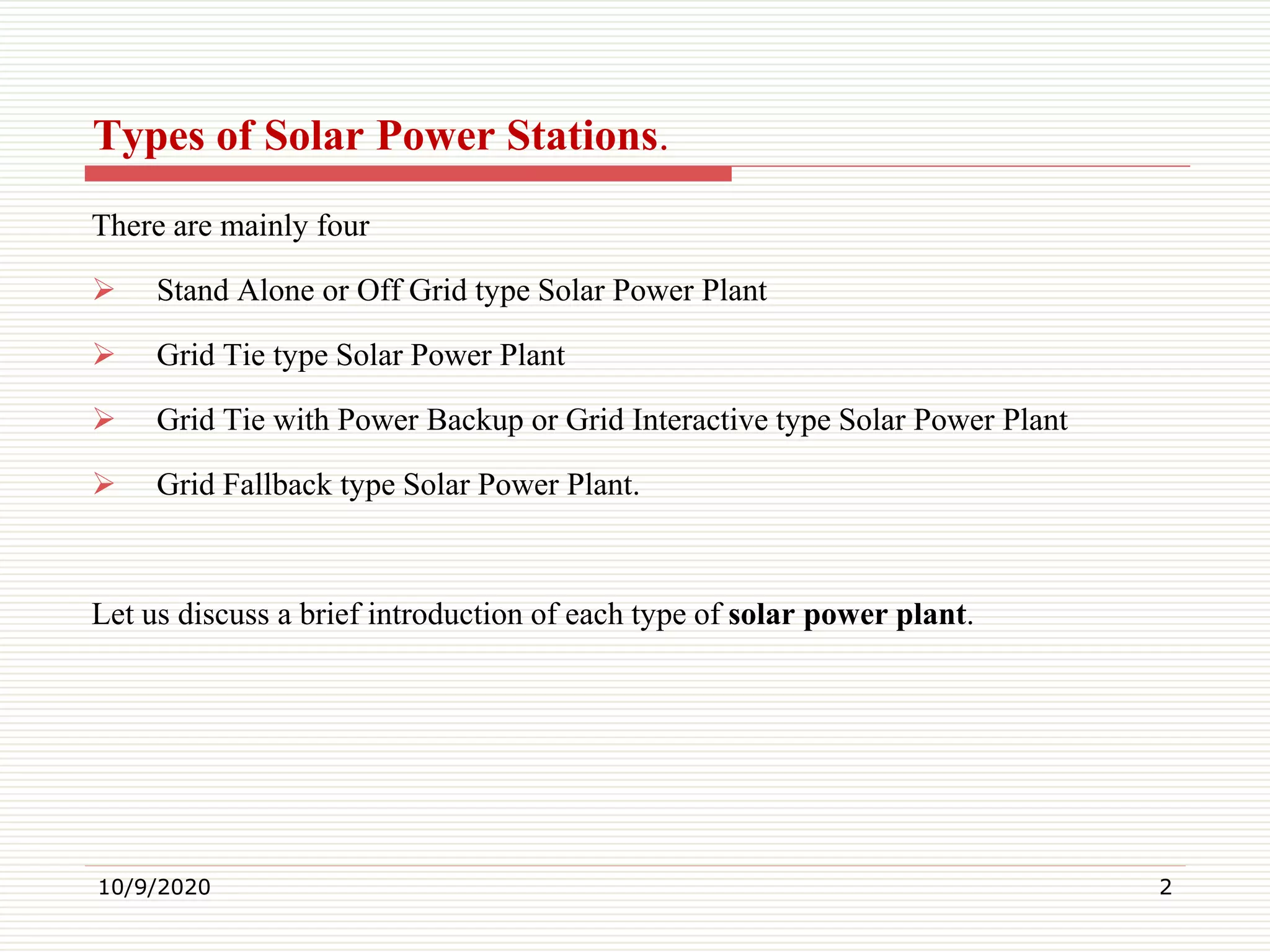 Types of Solar Power Station | PDF | Gas and Electric | Home Utilities