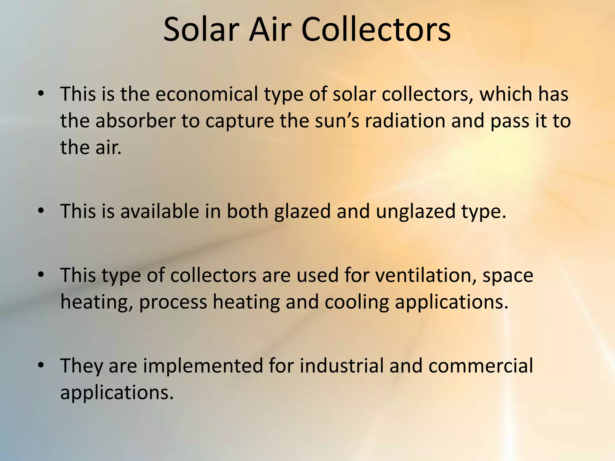 Types of collectors used in solar power installation | PPTX