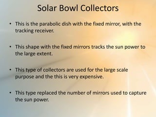 Types of collectors used in solar power installation | PPTX