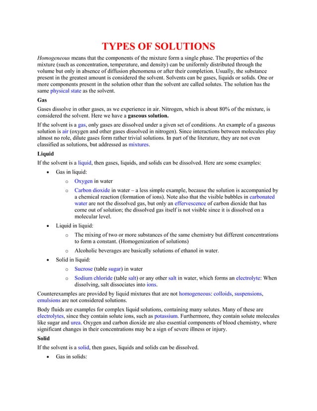 Types of solutions | DOCX