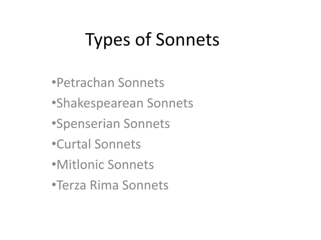 Types of sonnets | PPTX | Poetry | Books and Literature