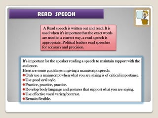 Types Of Speaking Methods | PPTX