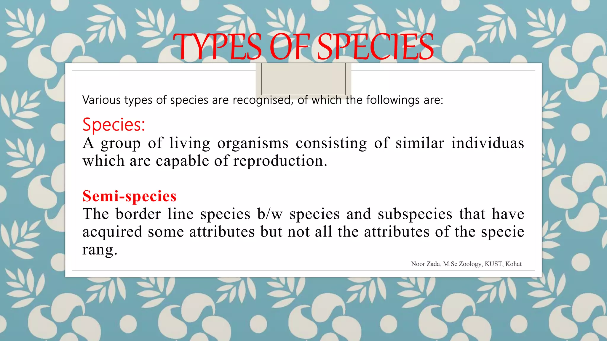 Types of species | PPT