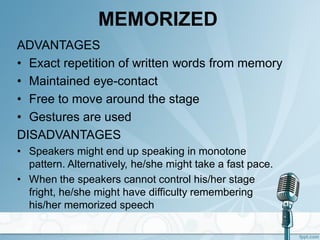 TYPES OF SPEECH ACCDG TO DELIVERY………………. | PDF