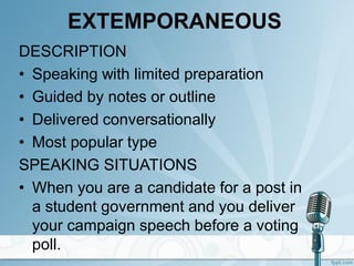 TYPES OF SPEECH ACCDG TO DELIVERY………………. | PDF