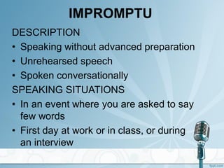 TYPES OF SPEECH ACCDG TO DELIVERY………………. | PDF