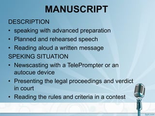 TYPES OF SPEECH ACCDG TO DELIVERY………………. | PDF