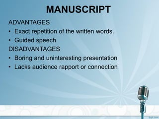 TYPES OF SPEECH ACCDG TO DELIVERY………………. | PDF