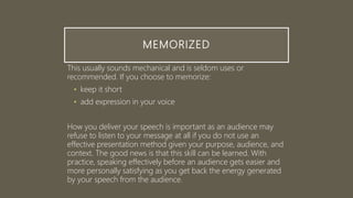 Types of speech according to delivery | PPTX