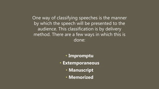 Types of speech according to delivery | PPTX