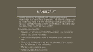 Types of speech according to delivery | PPTX