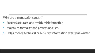 Types of Speech According to Delivery – Manuscript Speech.pptx