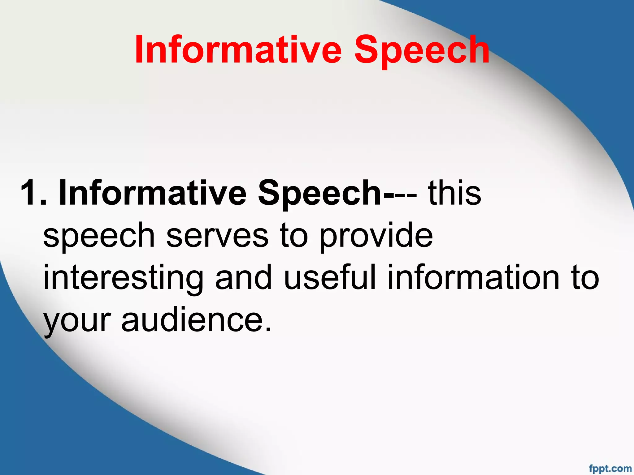 Types of speech according to purpose | PPT