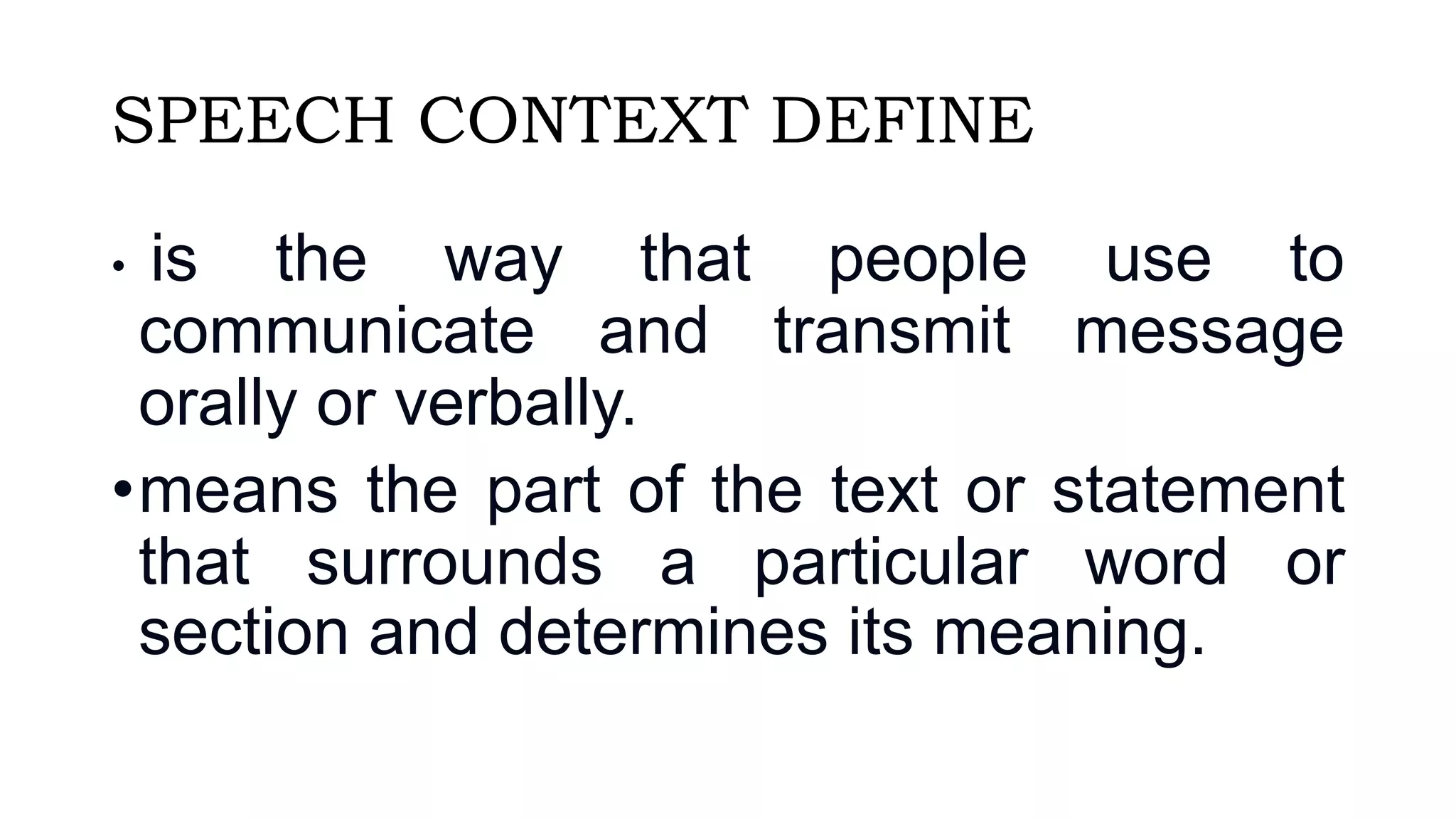 Types of Speech Context | PPTX