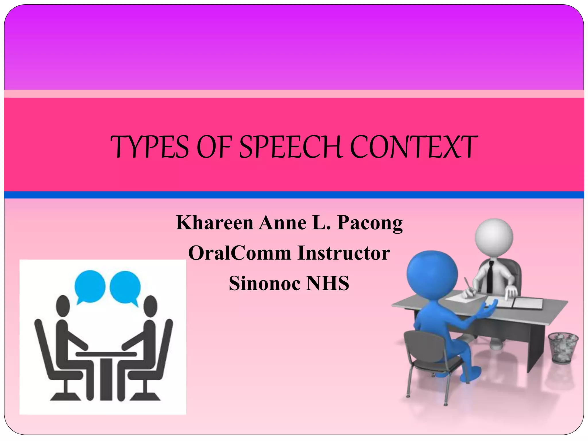 TYPES OF SPEECH CONTEXT | PPTX