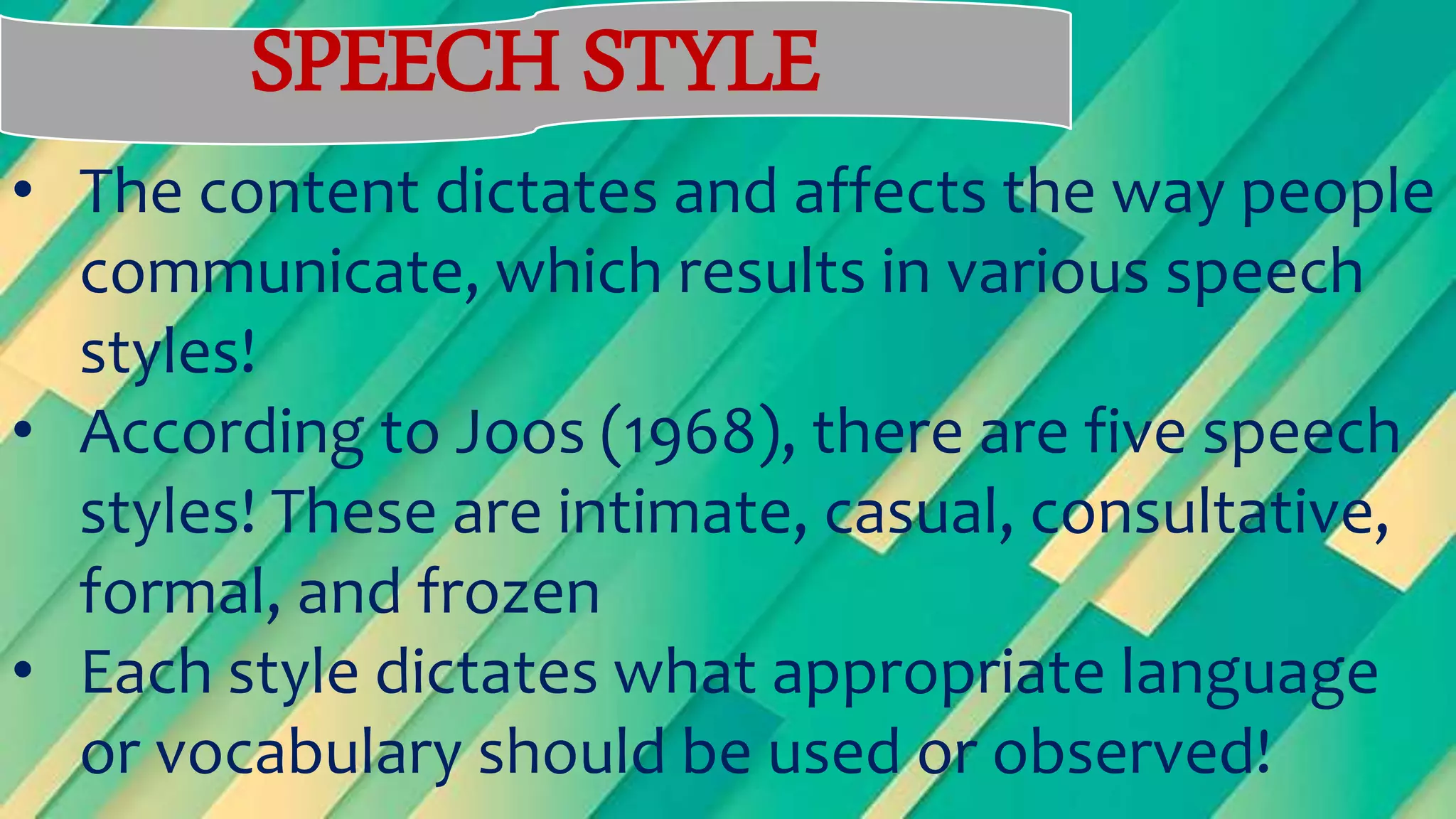 Types of speech context and styles | PPTX