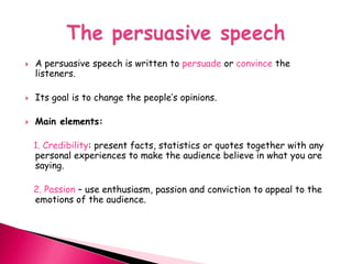 Types of speeches | PPTX