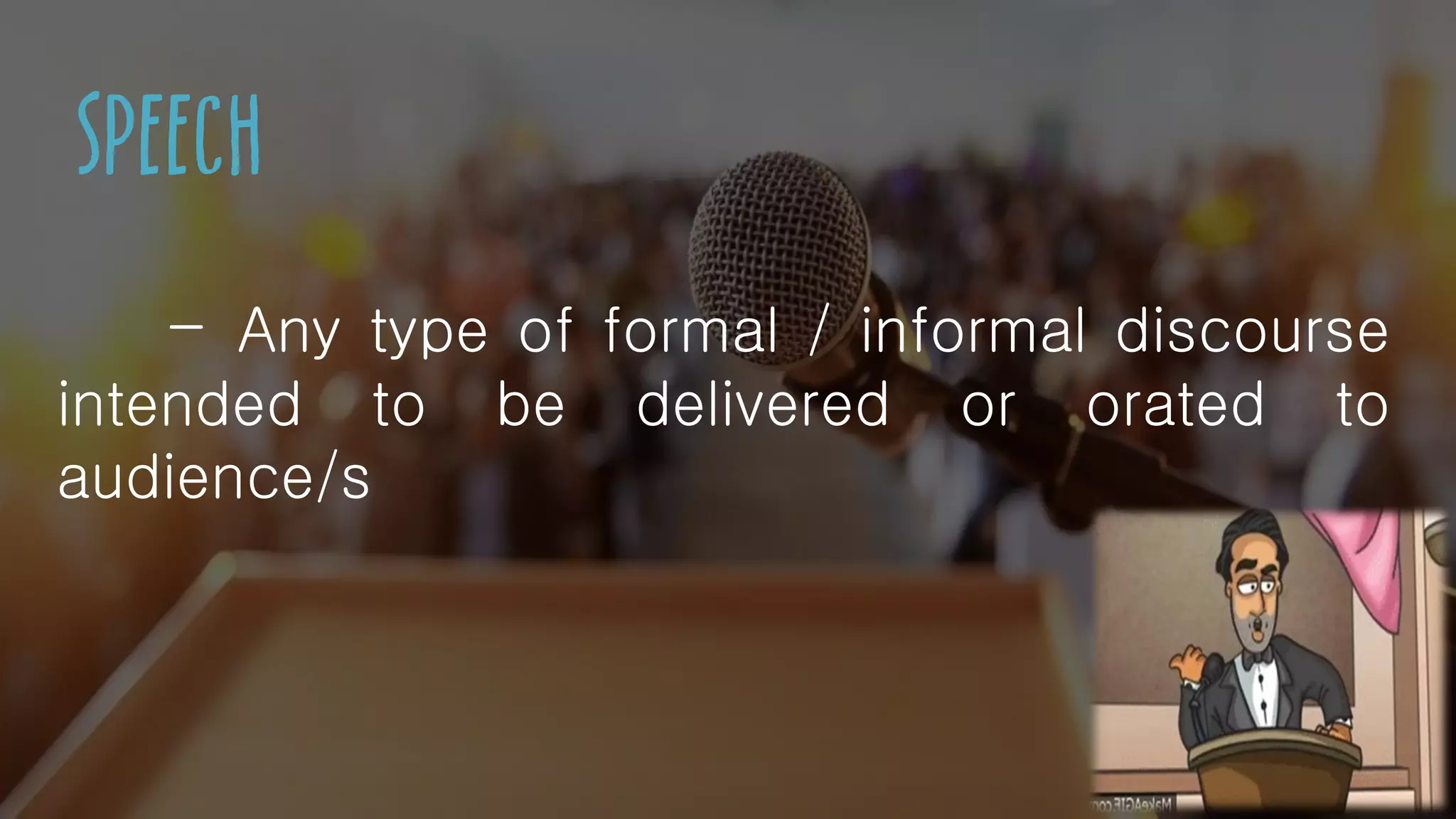 Types of speeches according to Purpose and Manner of Delivery | PDF
