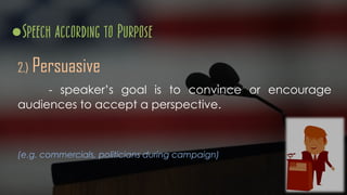 Types of speeches according to Purpose and Manner of Delivery | PDF