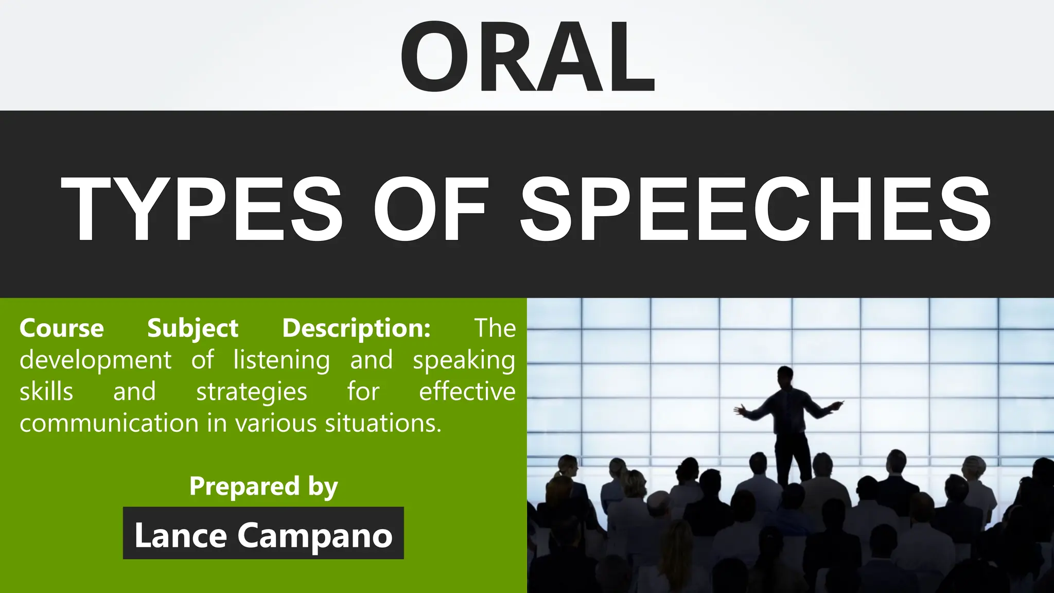 Types of Speeches Oral Communication Topic | PPTX