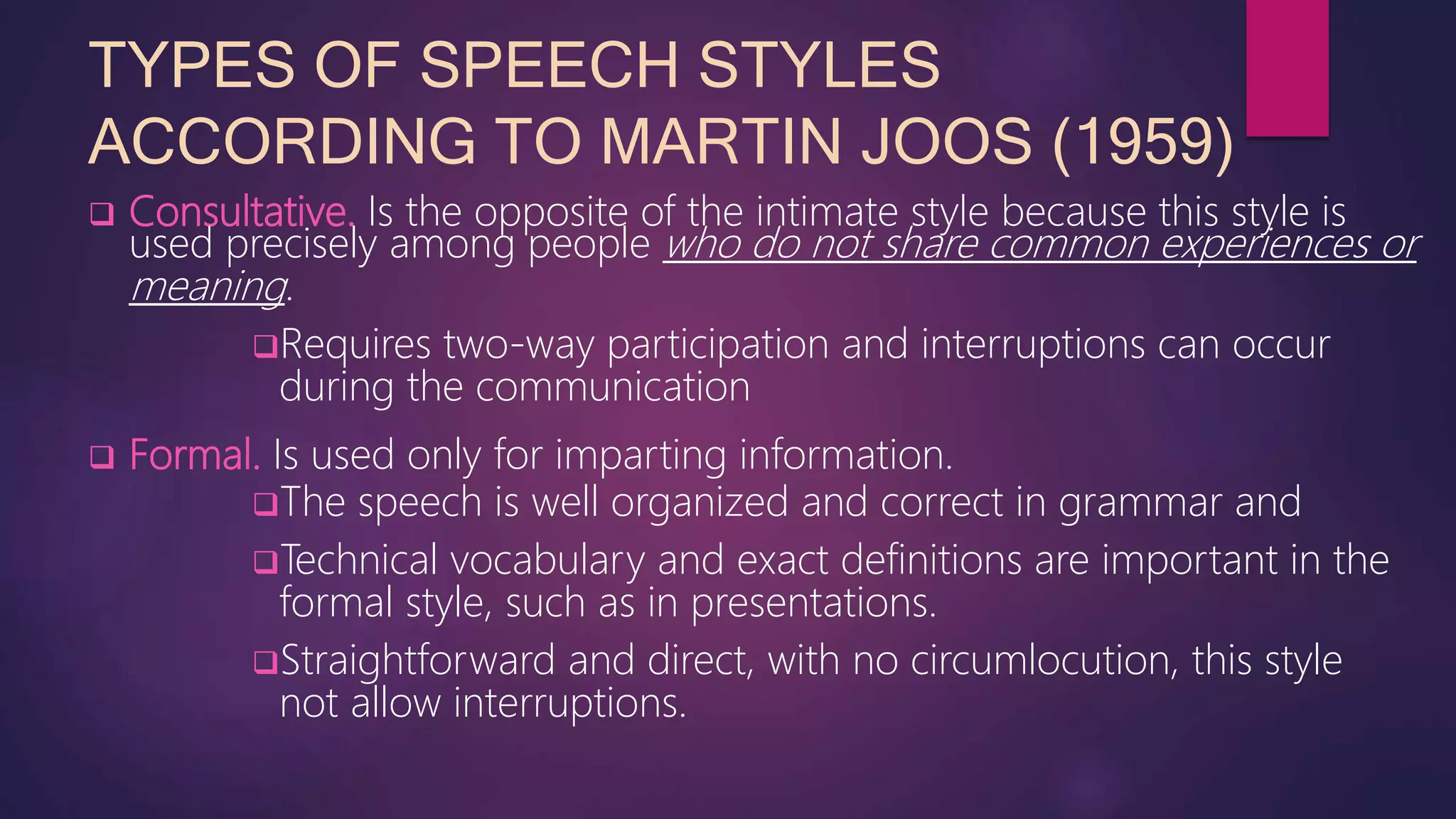 Types of speech style | PPTX